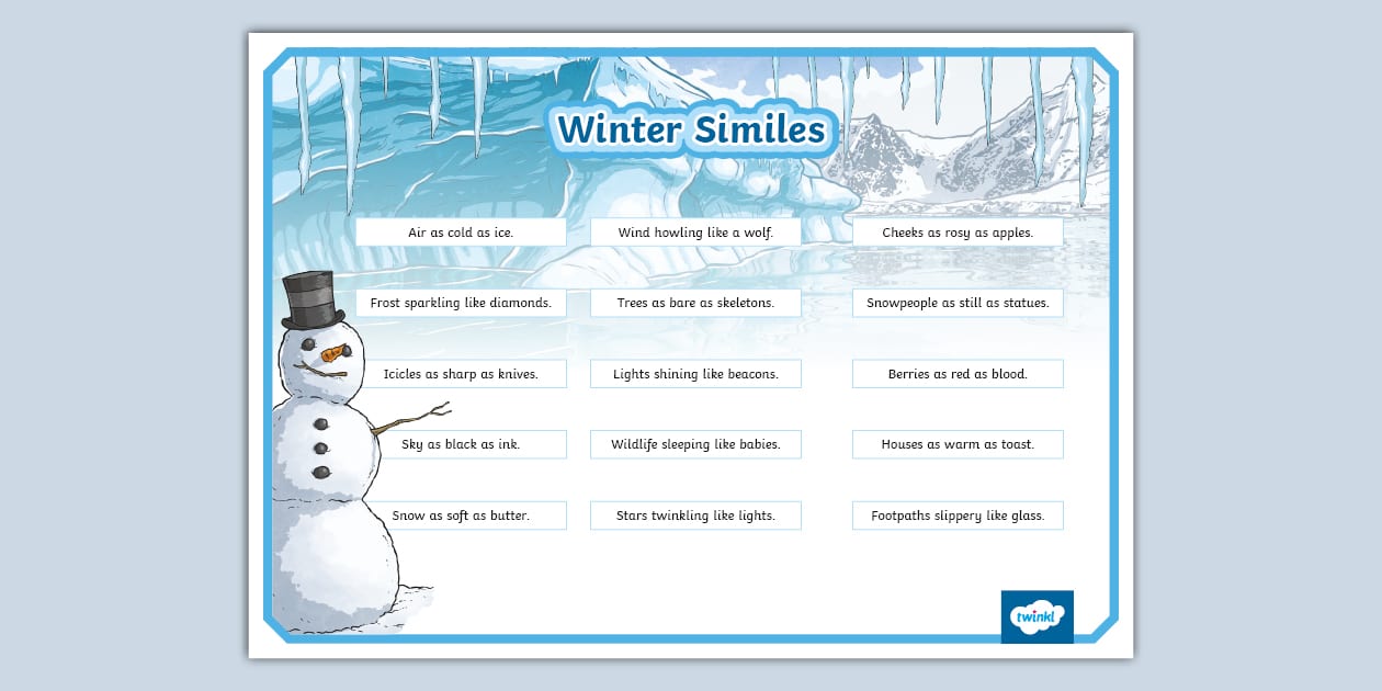 Winter Simile Examples - KS2 (teacher made) - Twinkl