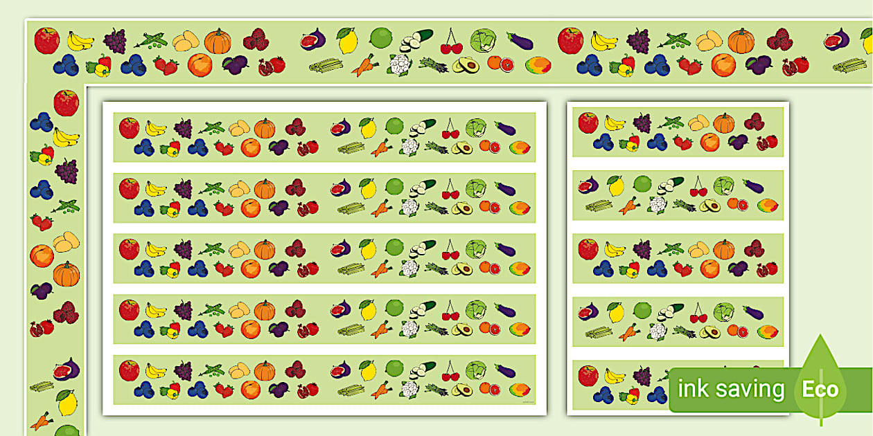 Fruit and Vegetables Display Border, Balanced Diet - Twinkl