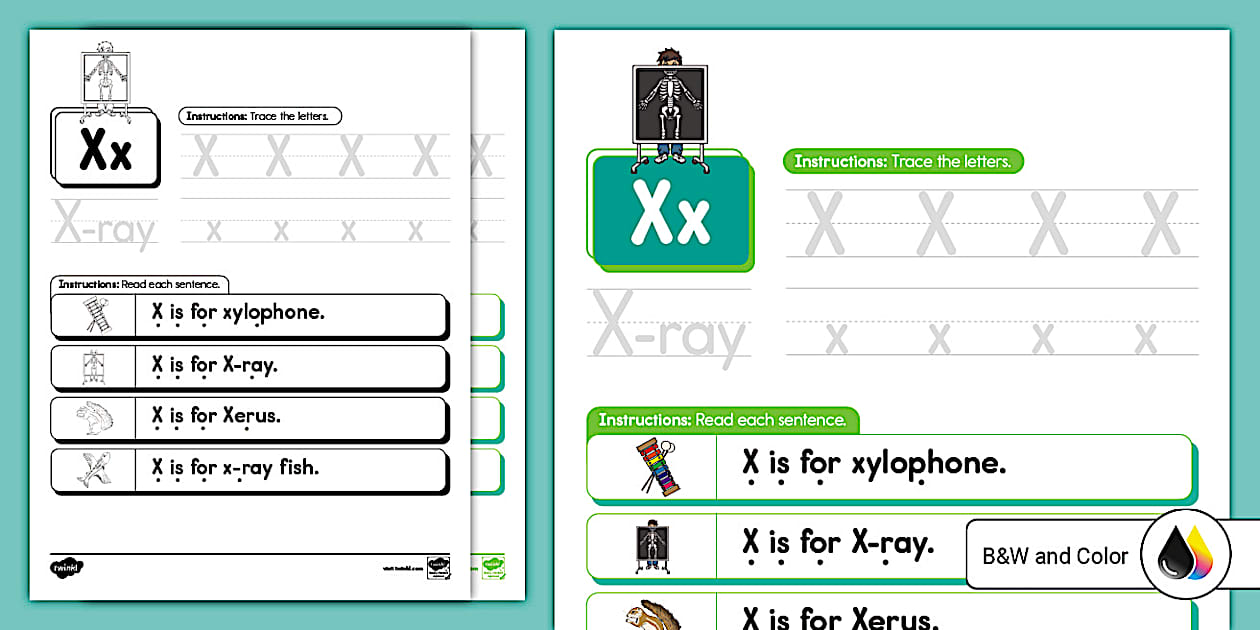 Letter X Fluency Sentences for ELL Alphabet Worksheet