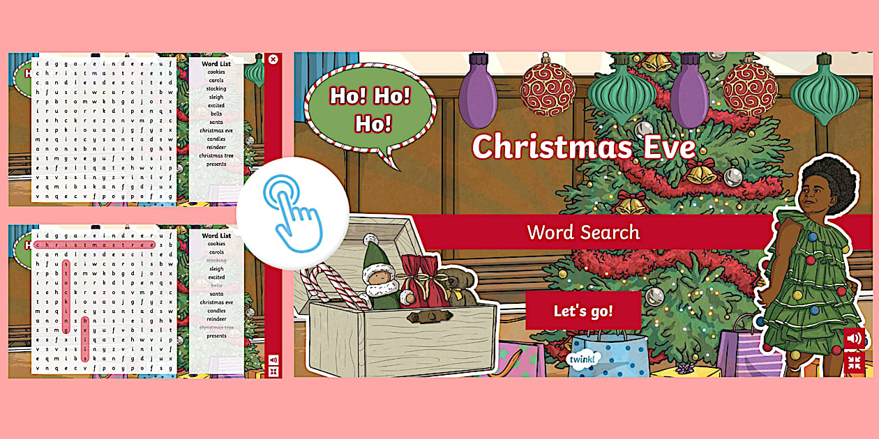 Christmas Eve Interactive Word Search - Twinkl