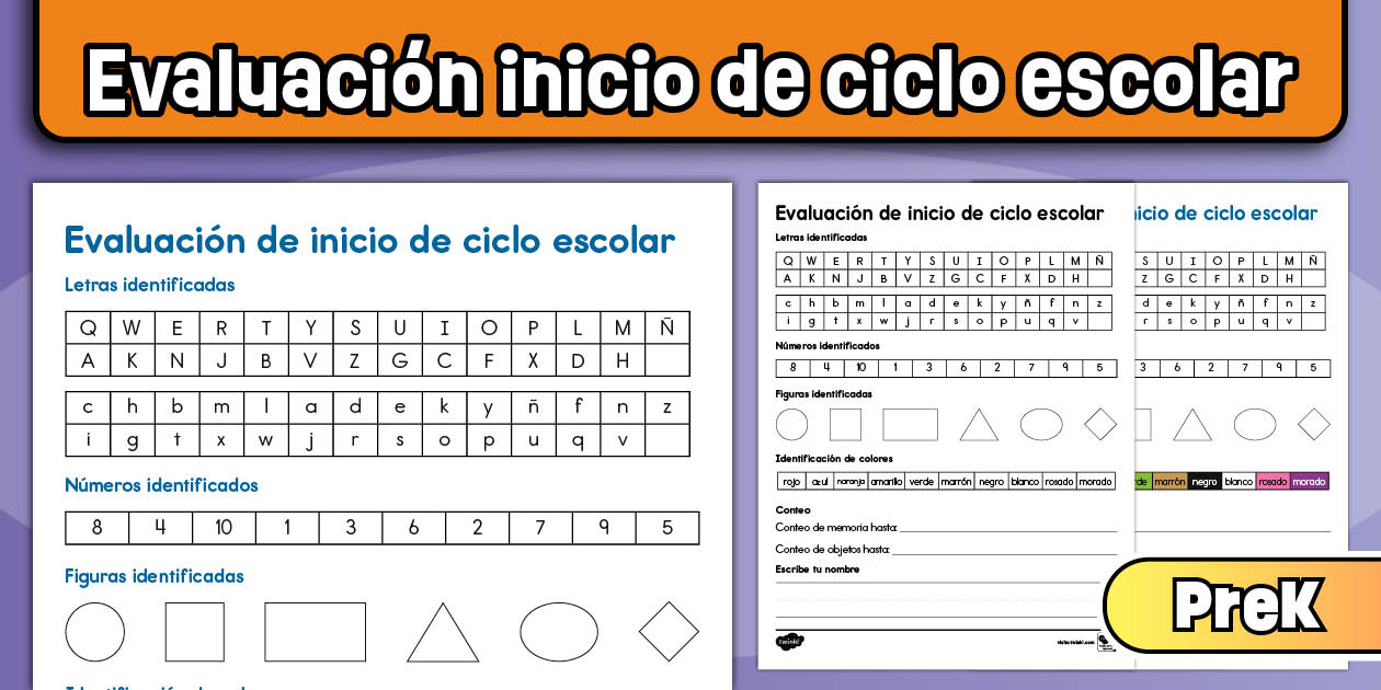 Hoja de evaluación de progreso para inicio de ciclo escolar
