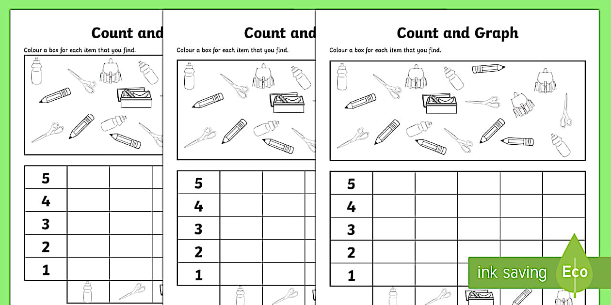 Back to School Themed Count and Graph Worksheet / Worksheet