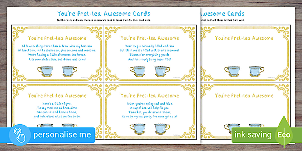 Pret-tea Awesome Workplace Cards | Twinkl Party - Twinkl