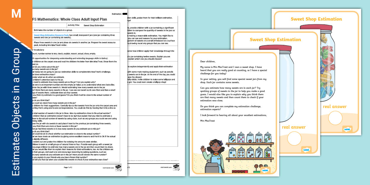 EYFS Maths Sweet Shop Estimation Plan and Resource Pack