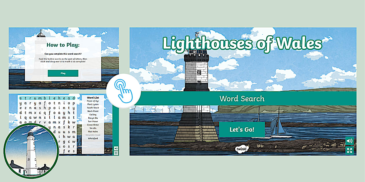 Lighthouses of Wales: Wordsearch (teacher made) - Twinkl