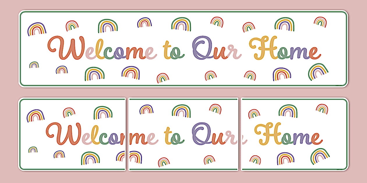 Muted Rainbow Themed Welcome to Our Home Display Banner