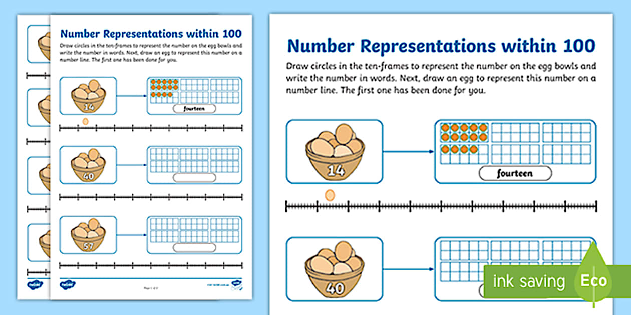 Representing Numbers within 100 Worksheet (Teacher-Made)