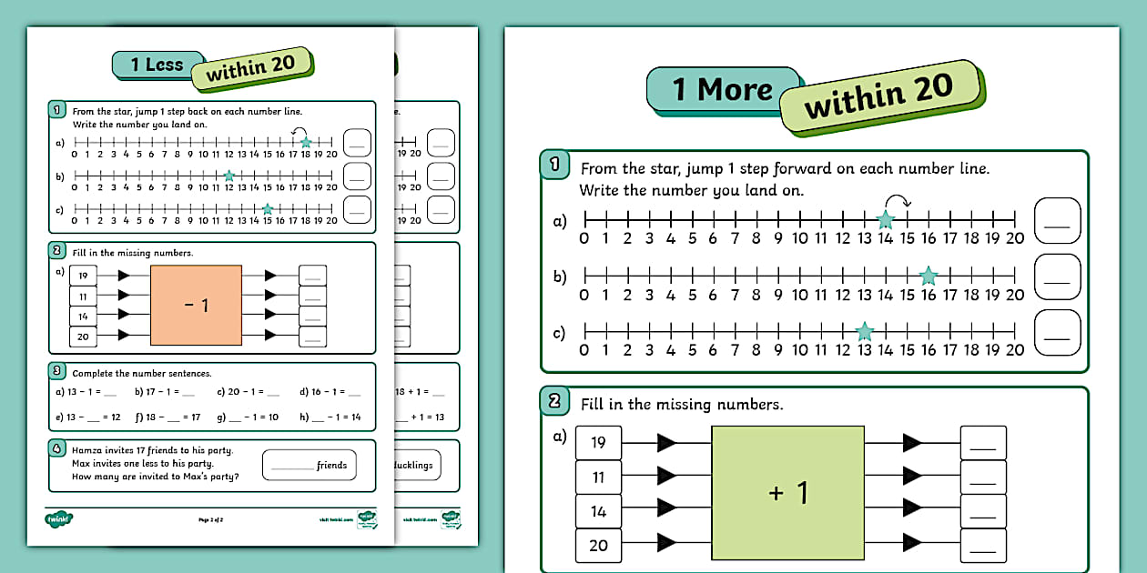 👉 KS1 KIRF 1 More / 1 Less Activity Sheet (teacher made)