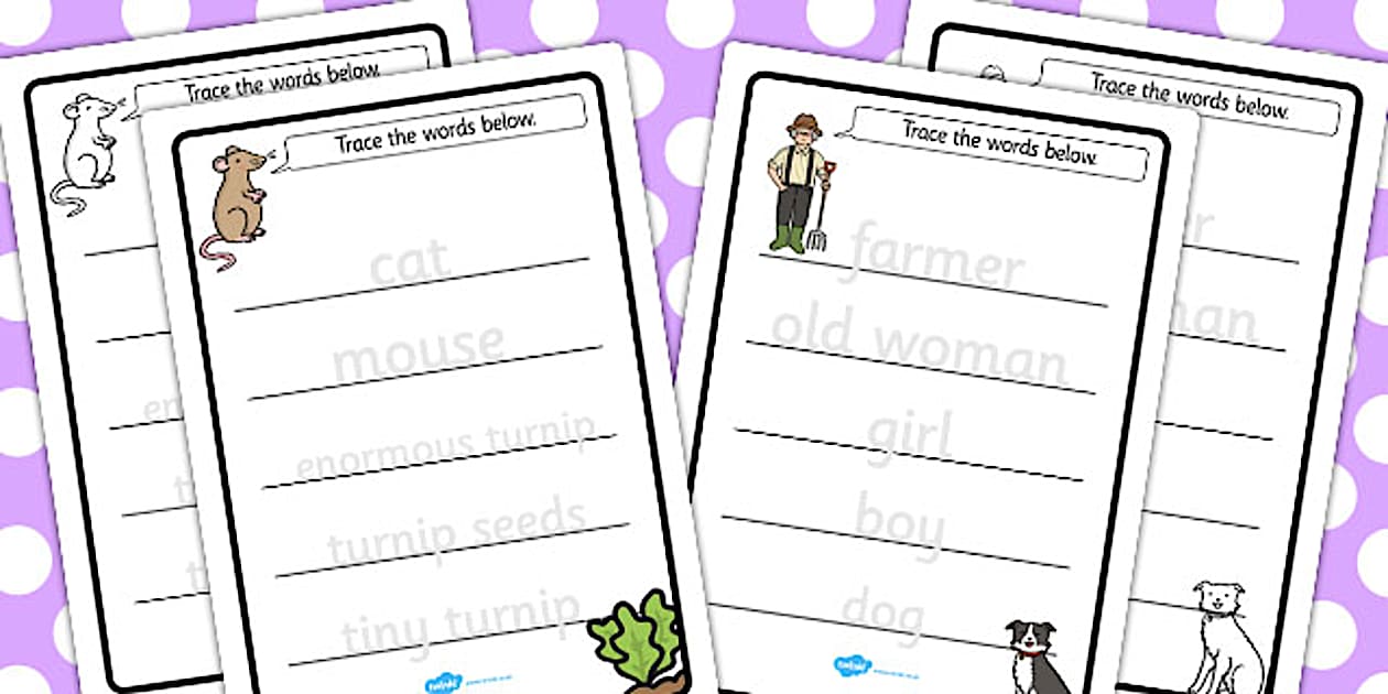 Precursive The Enormous Turnip Trace the Words Worksheet