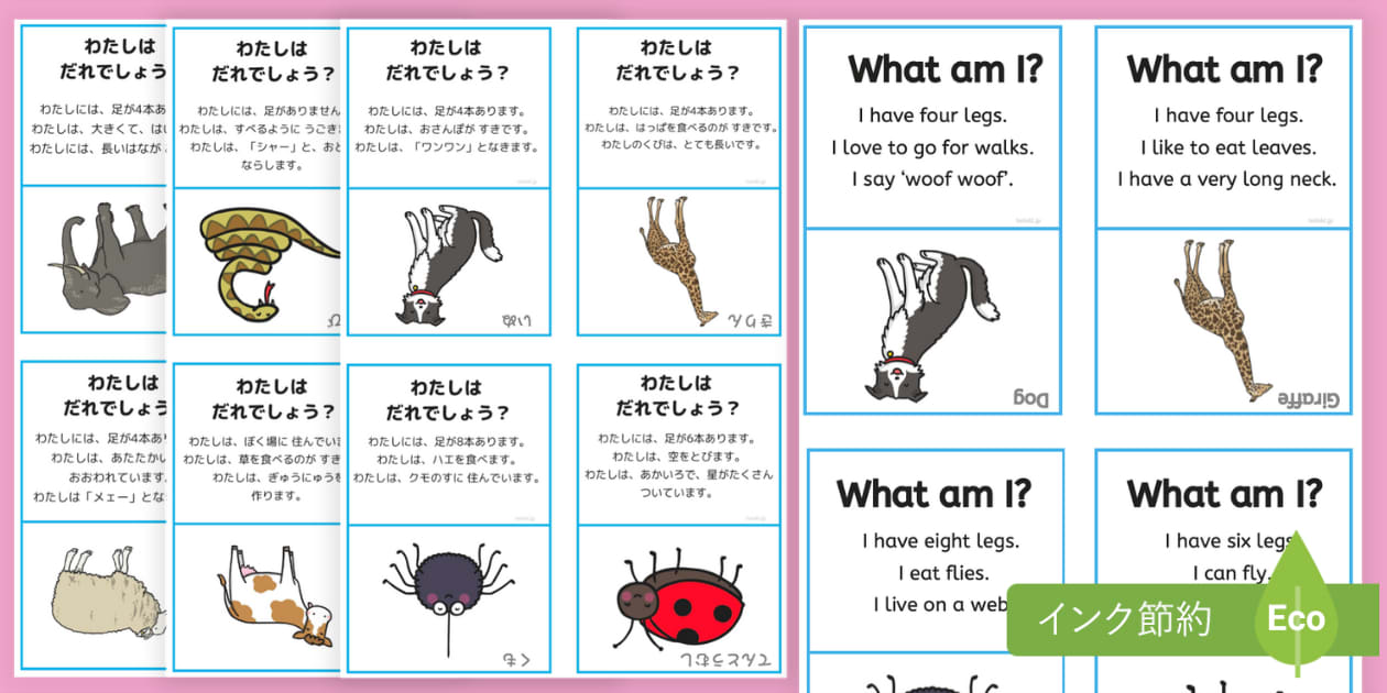 【わたしはだれでしょう？】動物のカードゲーム 日本語版 What Am I? Wild Animals Guessing Game Cards