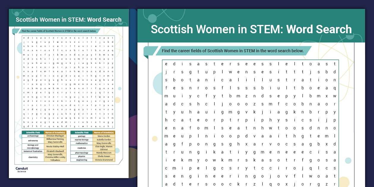 Scottish Women in STEM: Word Search (teacher made) - Twinkl Scottish Women in STEM: Word Search (teacher made) - Twinkl