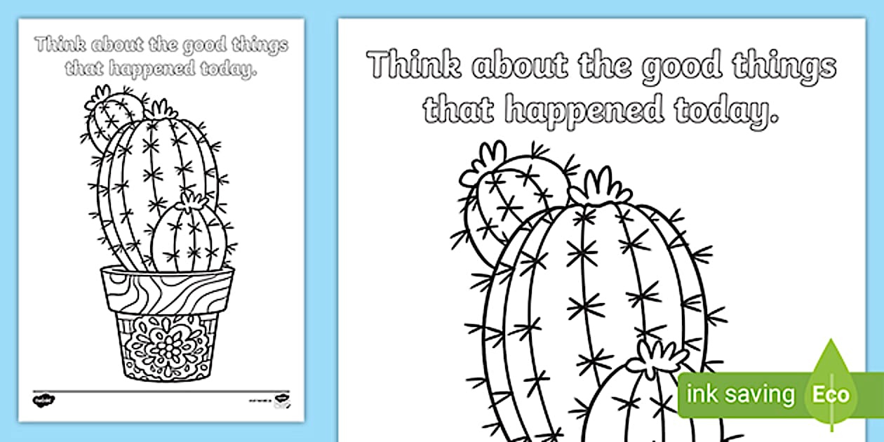 Cactus Mindfulness Colouring Page (teacher made) - Twinkl
