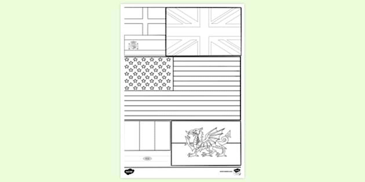 Country Flags Colouring Page | Colouring Sheets - Twinkl