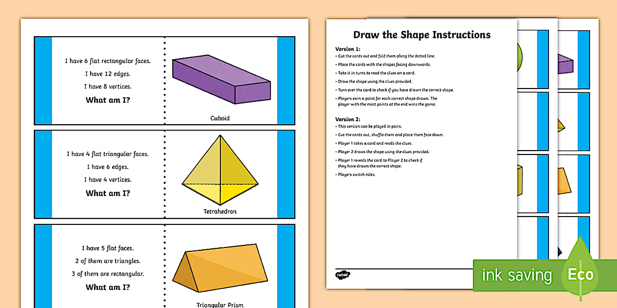 Draw the 3D Shape Game (teacher made) - Twinkl