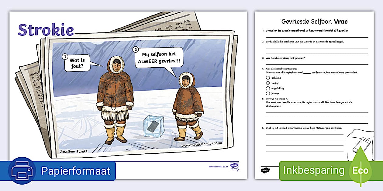 Strokiesprent - Gevriesde Selfoon Werkkaart (teacher made)