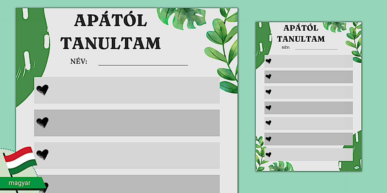 Apától Tanultam Apák Napi Ajándék - Nyomtatható - Twinkl