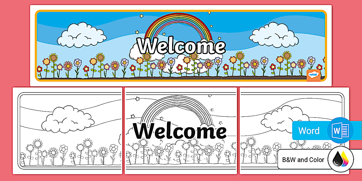 Editable Clouds and Rainbow-Themed Welcome Banner - Twinkl