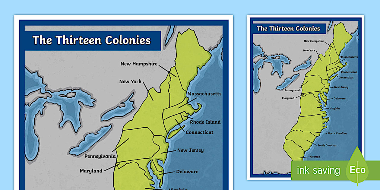 The Thirteen Colonies Display Poster (Teacher-Made) - Twinkl