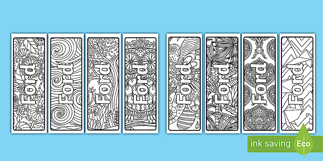 Ford Mindfulness Name Colouring Bookmarks