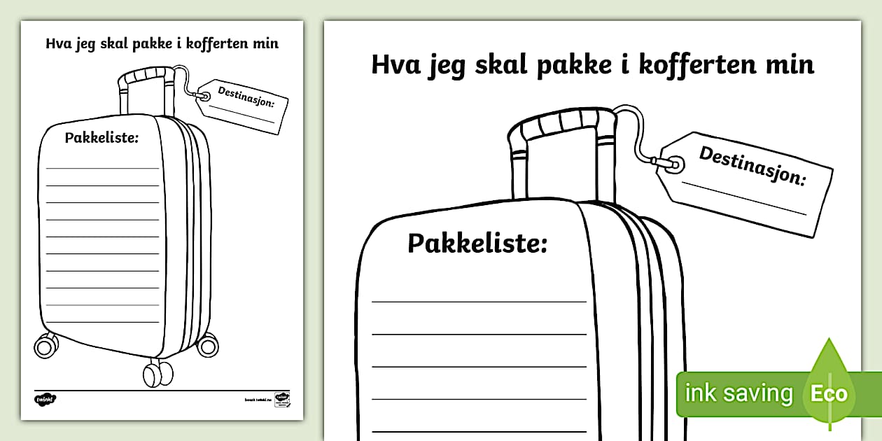 Min pakkeliste mal (teacher made) - Twinkl
