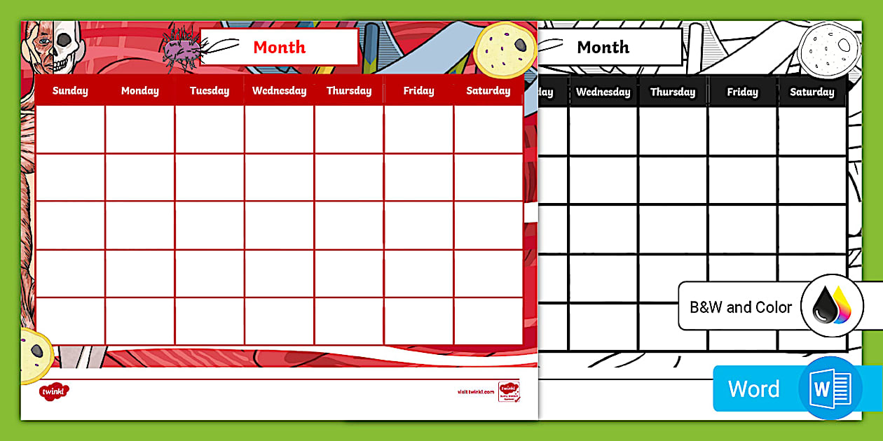 Life Science Editable Calendar (teacher made) - Twinkl