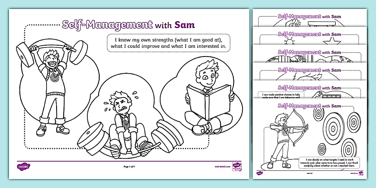 Self-Management with Sam Colouring Booklet - Twinkl