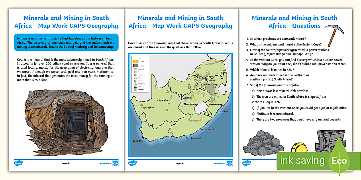 Minerals and Mining in South Africa - Map Work CAPS Geography
