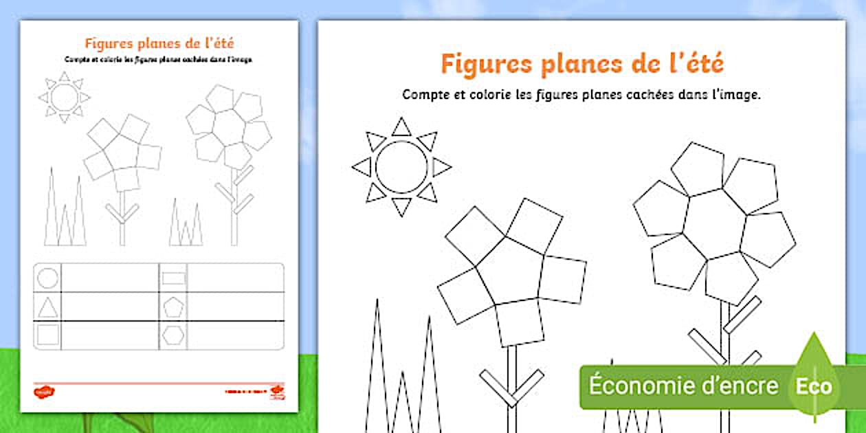 Activité de l'été : trouve et colorie les figures planes