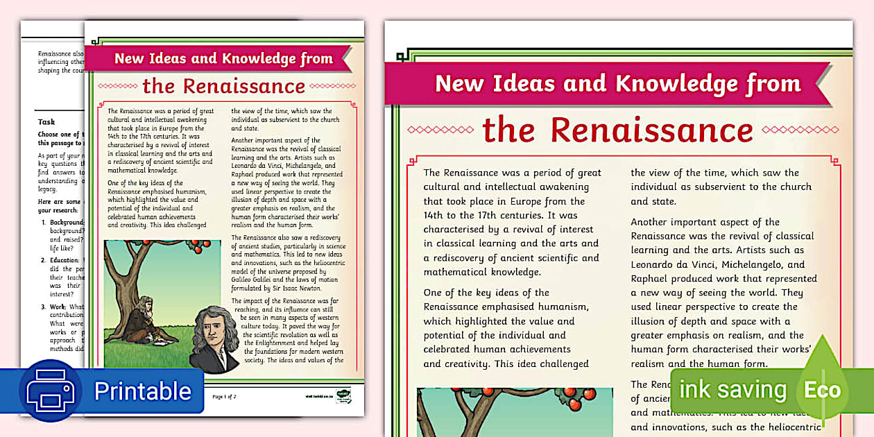 New Ideas and Knowledge from the Renaissance (teacher made)