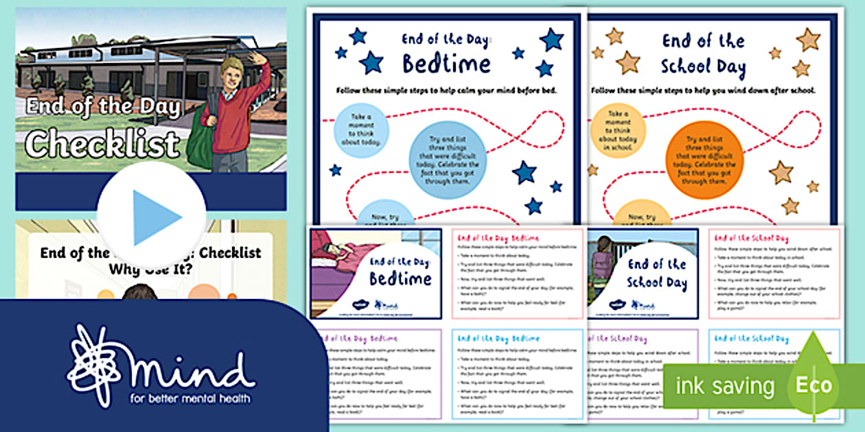 FREE! - MIND: End of the Day Checklist Pack - Twinkl