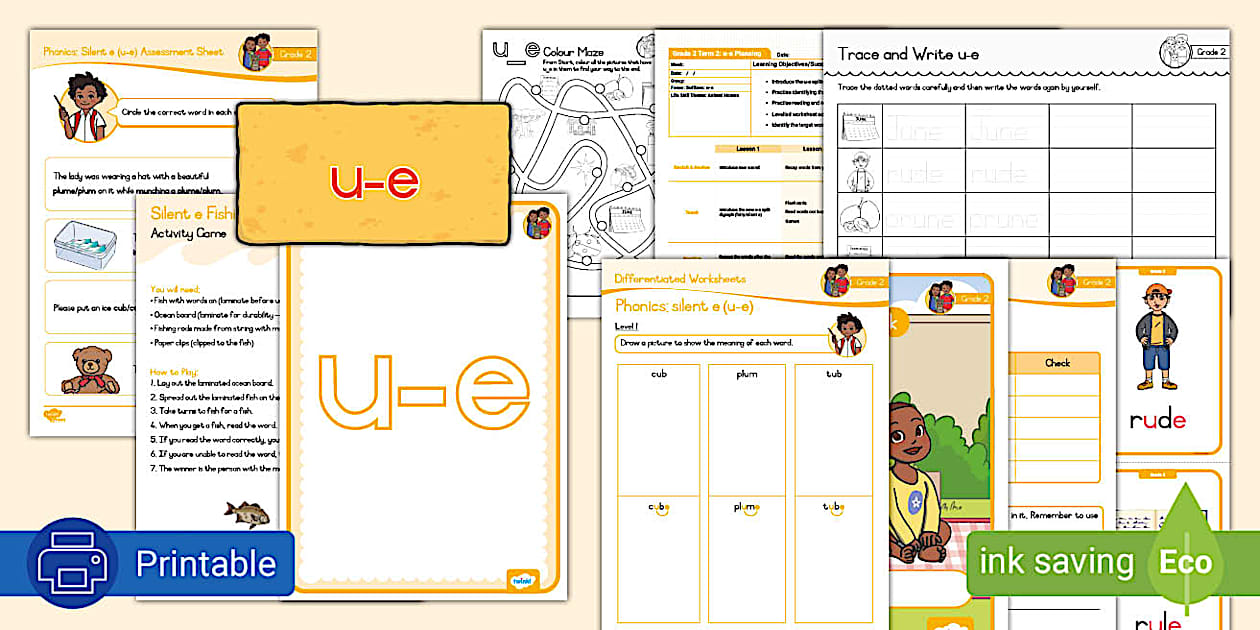 Grade 2 Phonics Pack u-e (professor feito) - Twinkl