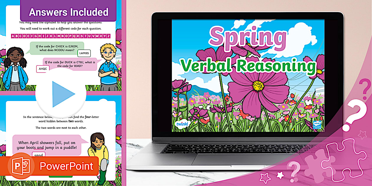 Spring Verbal Reasoning PowerPoint - AL - Kids - Twinkl