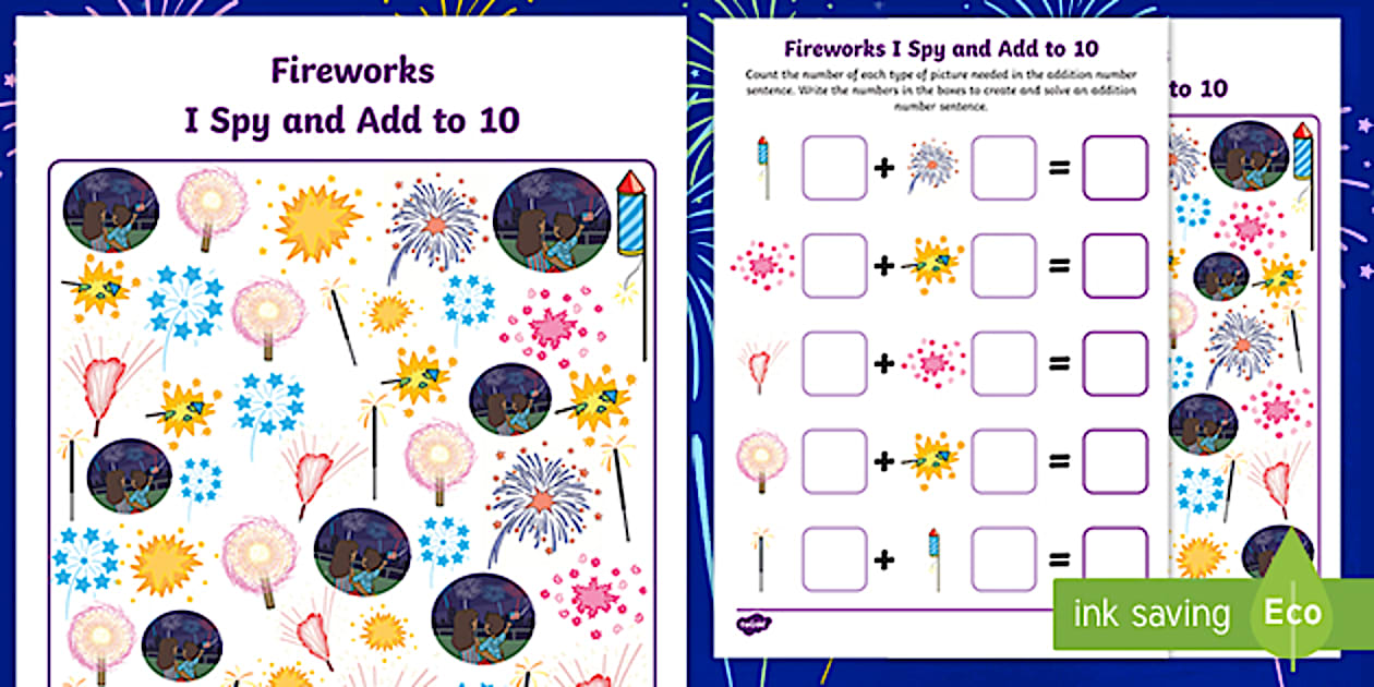 👉 Fireworks I Spy and Add to 10 (Teacher-Made) - Twinkl