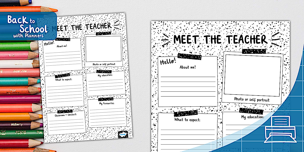 Meet The Teacher Sheet | Back to School | Speckled Theme