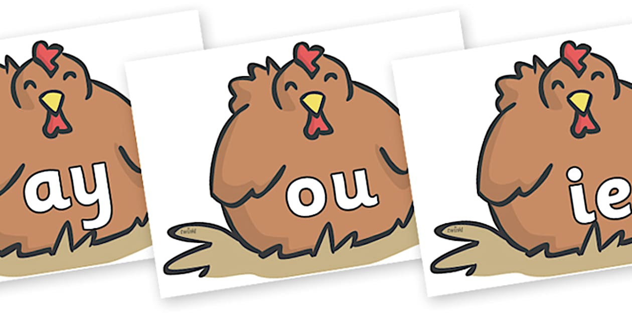 Cursive Phase 5 Phonemes on Chickens (teacher made) - Twinkl