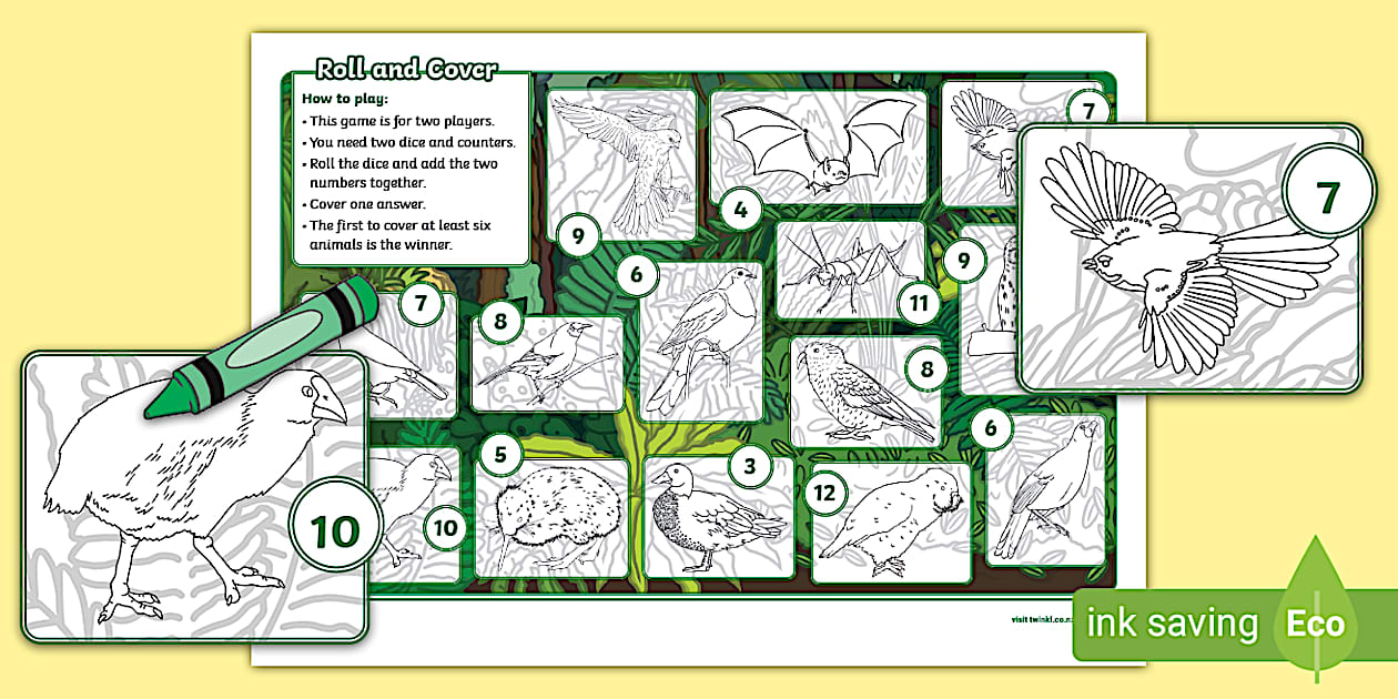 New Zealand Animals Addition Roll & Cover Game - Twinkl