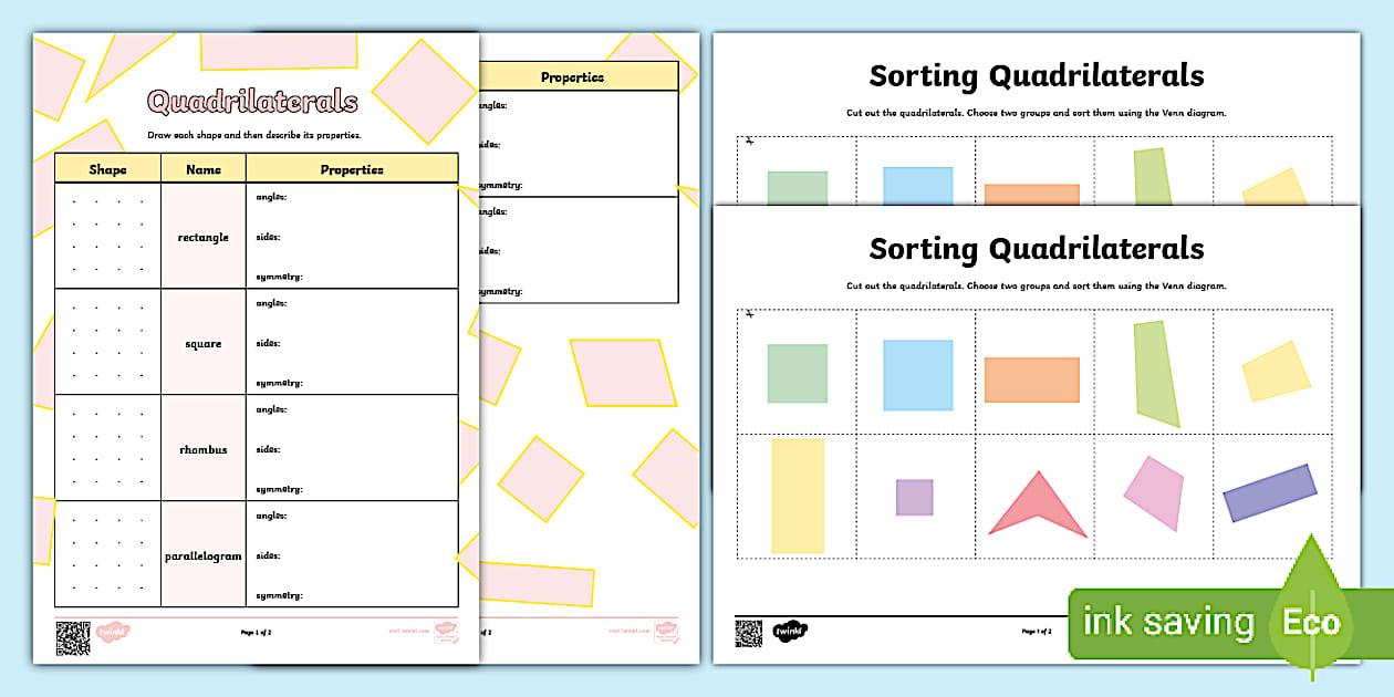 Year 4 Sorting Quadrilaterals Maths Resource Pack - Twinkl