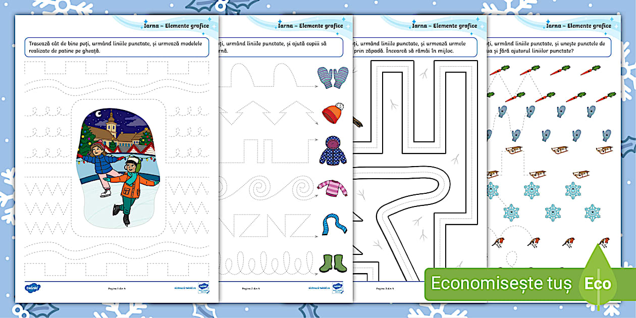Iarna – Fișe cu elemente grafice (teacher made) - Twinkl