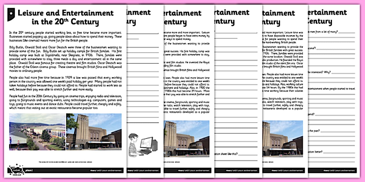 Leisure and Entertainment in the 20th Century Differentiated Reading