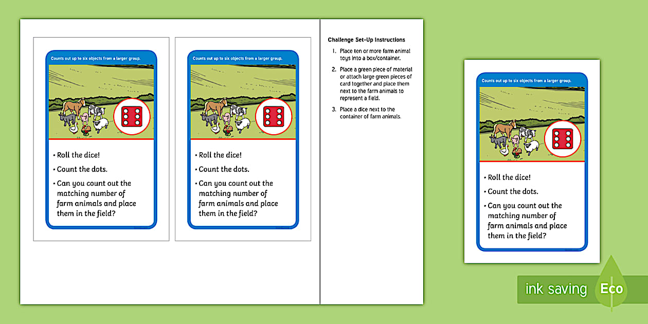 EYFS Maths Counting Challenge: Roll and Count Farm Animals IKEA Tolsby ...