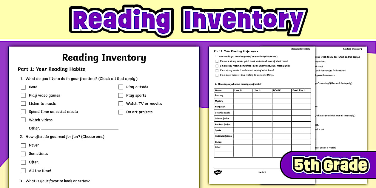 Fifth Grade Reading Inventory