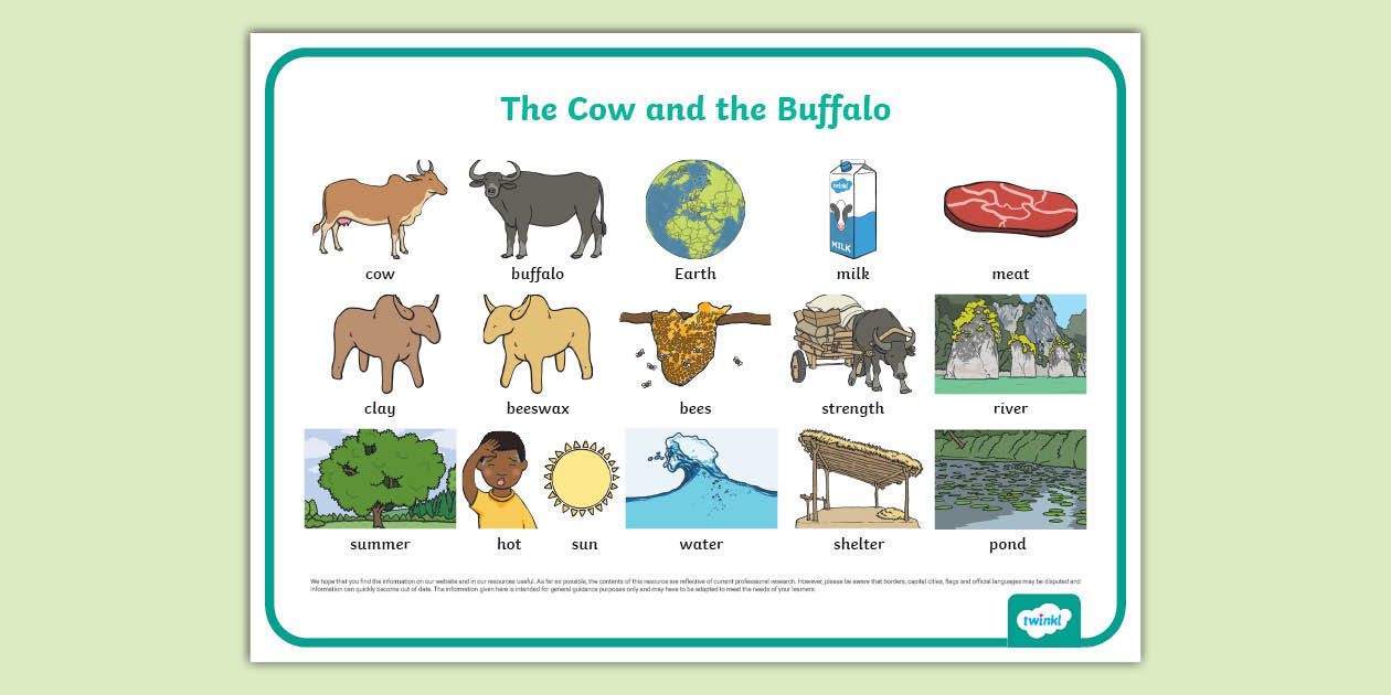 The Cow and the Buffalo Word Mat