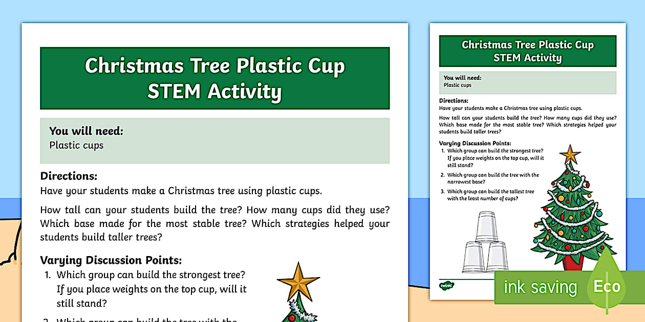TAS Christmas Tree Plastic Cup STEM Activity (teacher made)