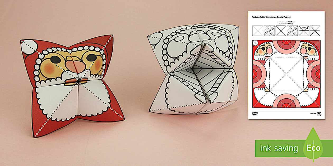Simple 3D Christmas Santa Fortune Teller Puppet Paper Craft