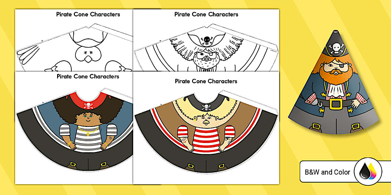 Pirates Cone Characters Craft (Teacher-Made) - Twinkl