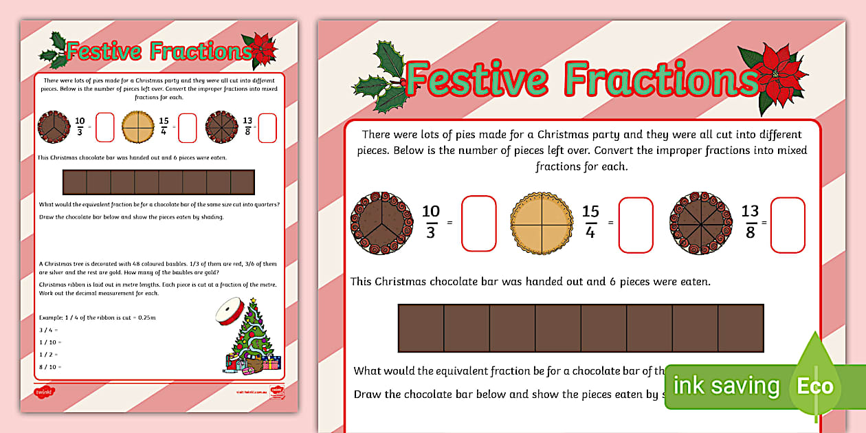 Festive Fractions (teacher made) - Twinkl