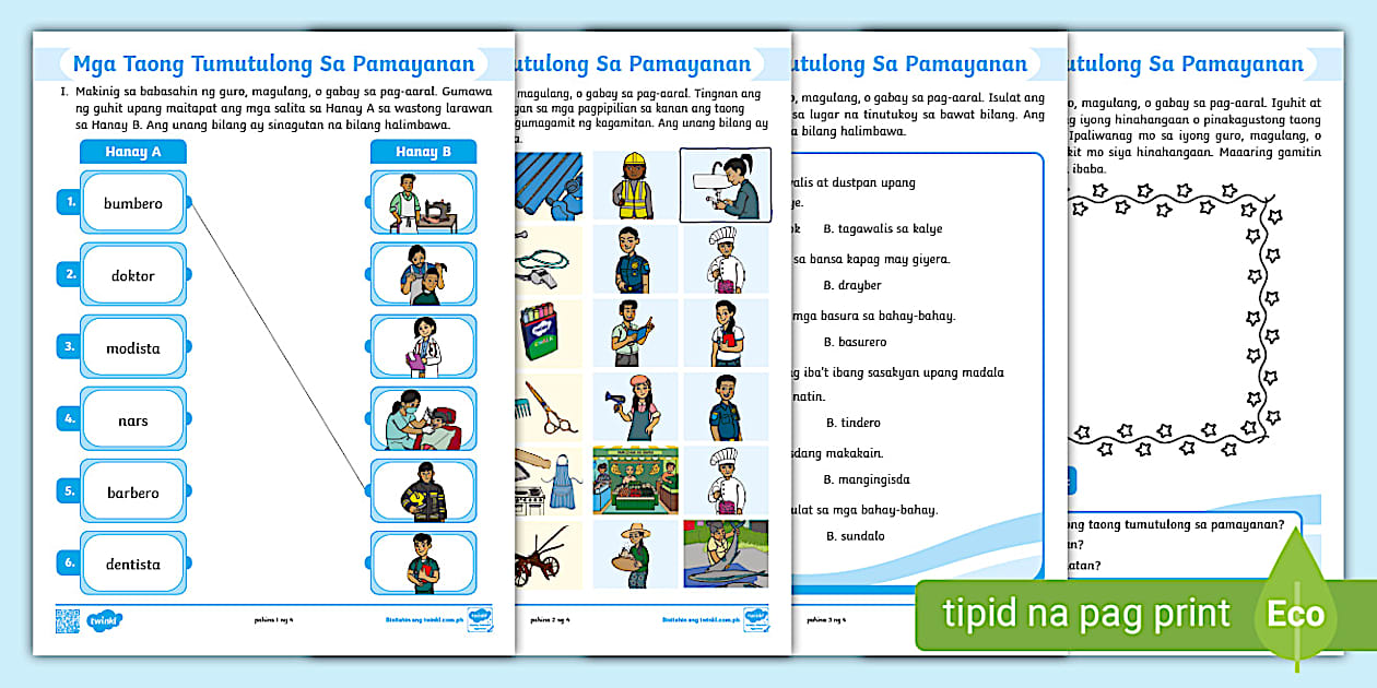 Mga Taong Tumutulong Sa Pamayanan | Kinder | Twinkl - Twinkl