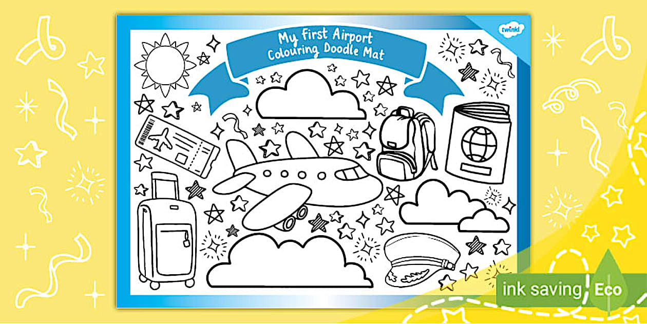 My First Airport Doodle Mat (teacher made) - Twinkl