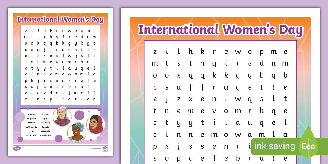 International Women's Day Word Search Activity - Twinkl