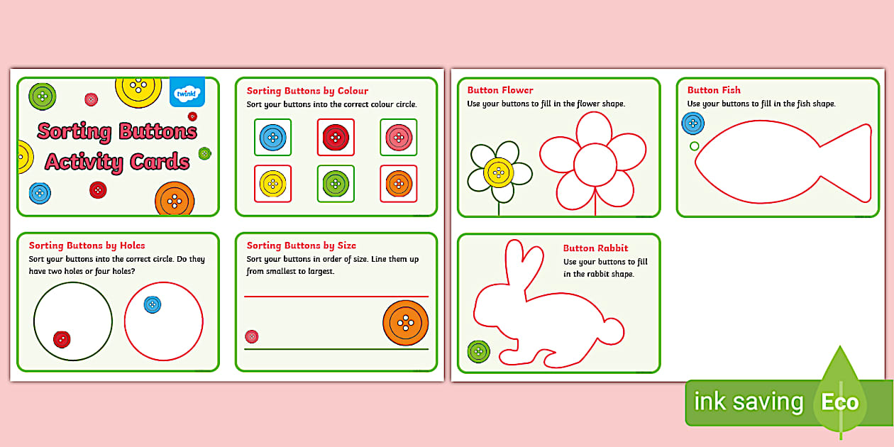 Sorting Buttons Activity Cards (Teacher-Made) - Twinkl